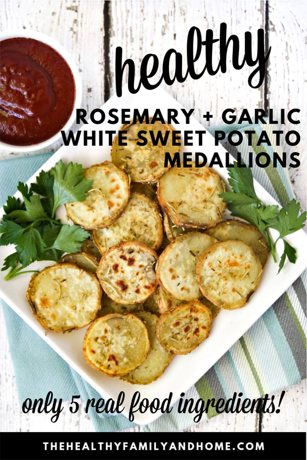 Gluten-Free Vegan Rosemary and Garlic White Sweet Potato Medallions